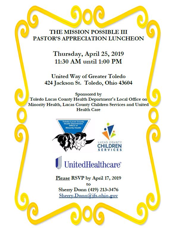 The Mission Possible III-Pastor’s Appreciation Luncheon | Toledo Lucas ...