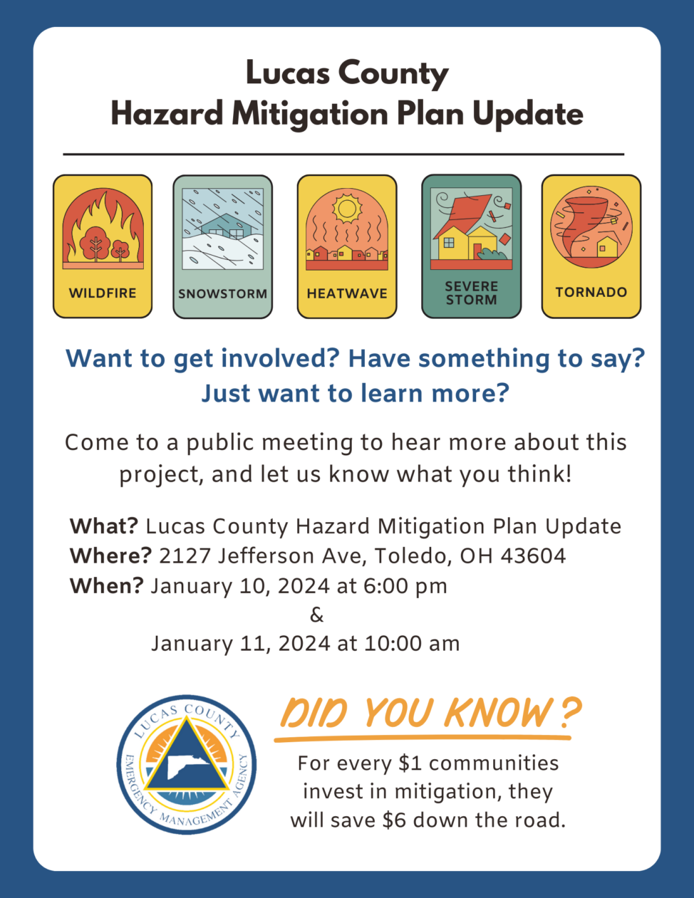 Lucas County Hazard Mitigation Plan Update | Toledo Lucas County Health ...
